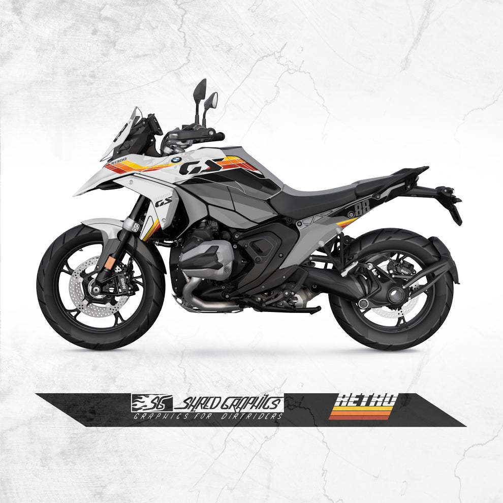 BMW R1300GS | RETRO - RACING WHITE – Shred Graphics